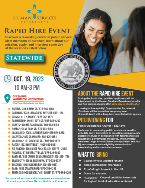 Rapid Hire event planned for recruitment of over 100 statewide ...